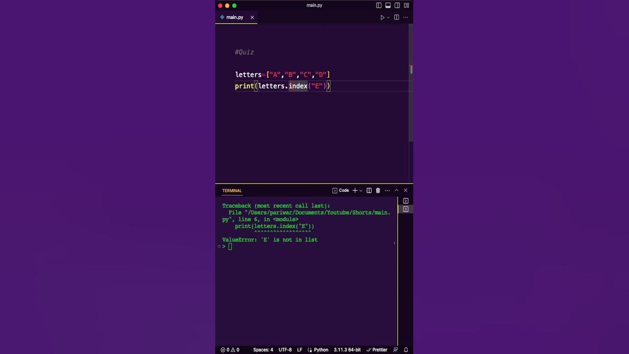 Valueerror And Indexerror In List In Python Programming Coding Youtube