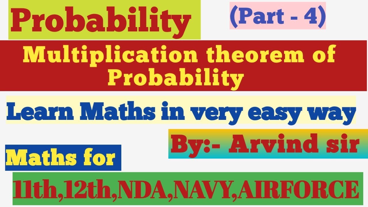 PROBABILITY( PART 4)//Topic - Multiplication theorem of Probability ...