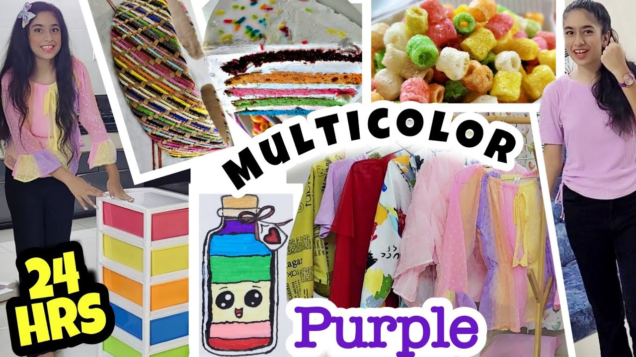 Using only *PURPLE* & *MULTICOLOR* things for 24 hours!!!💜🤩 | Riya's ...
