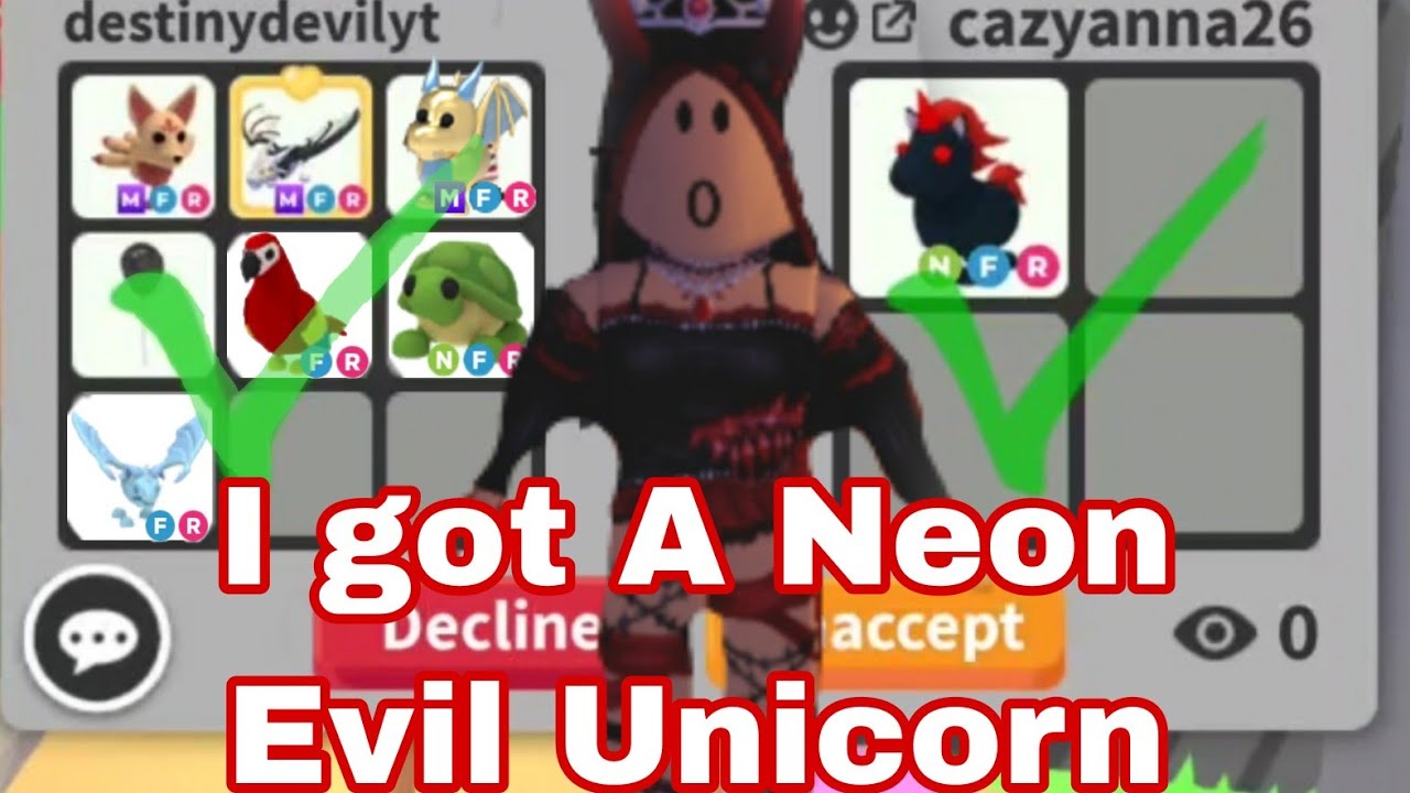 (Adopt Me) I GOT MY OG DREAM PET! *NEON* Evil Unicorn 😮 - YouTube