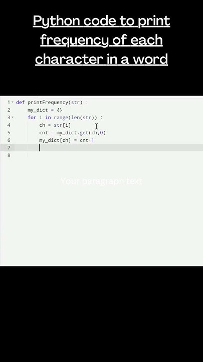 python code to print frequency of each character in a word. #learntocode #python - YouTube