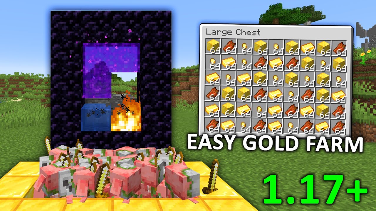 The EASIEST Gold Farm To Build in Minecraft Bedrock Survival! (Working ...