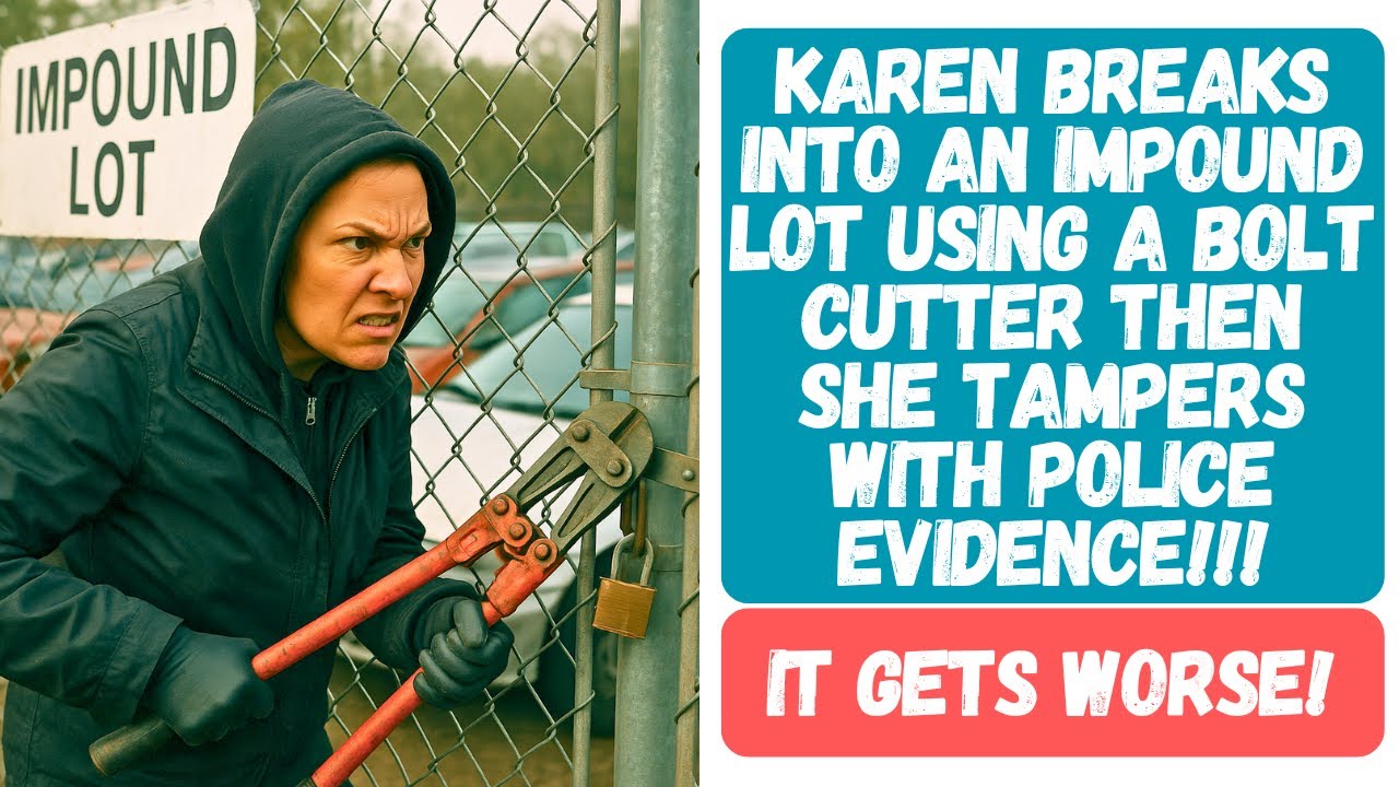 KAREN USES BOLT CUTTER TO BREAK INTO AN IMPOUND LOT AND SHE TAMPERS ...