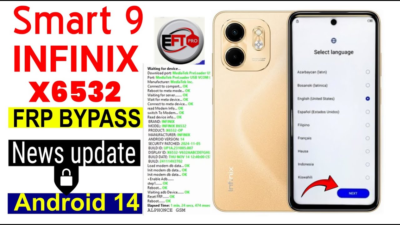 INFINIX Smart 9 (X6532) FRP Bypass By EFT Pro | comment Supprimer un ...