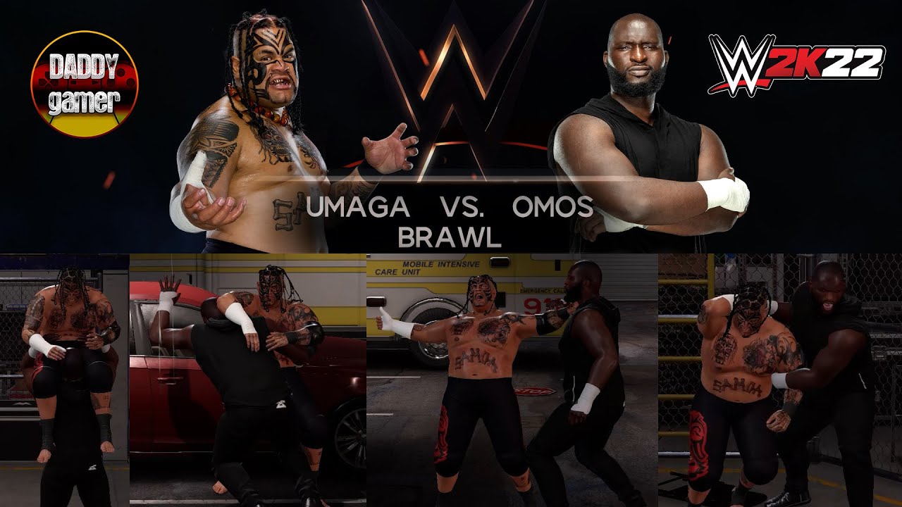 Umaga vs Omos | Backstage Brawl | WWE 2K22 Gameplay - YouTube