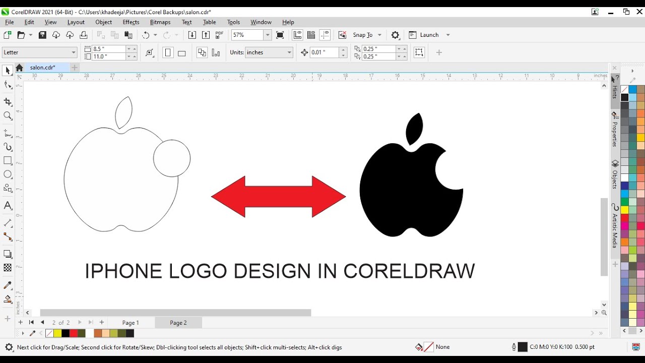 Iphone logo design in coreldraw| Apple phone logo design| How to make ...