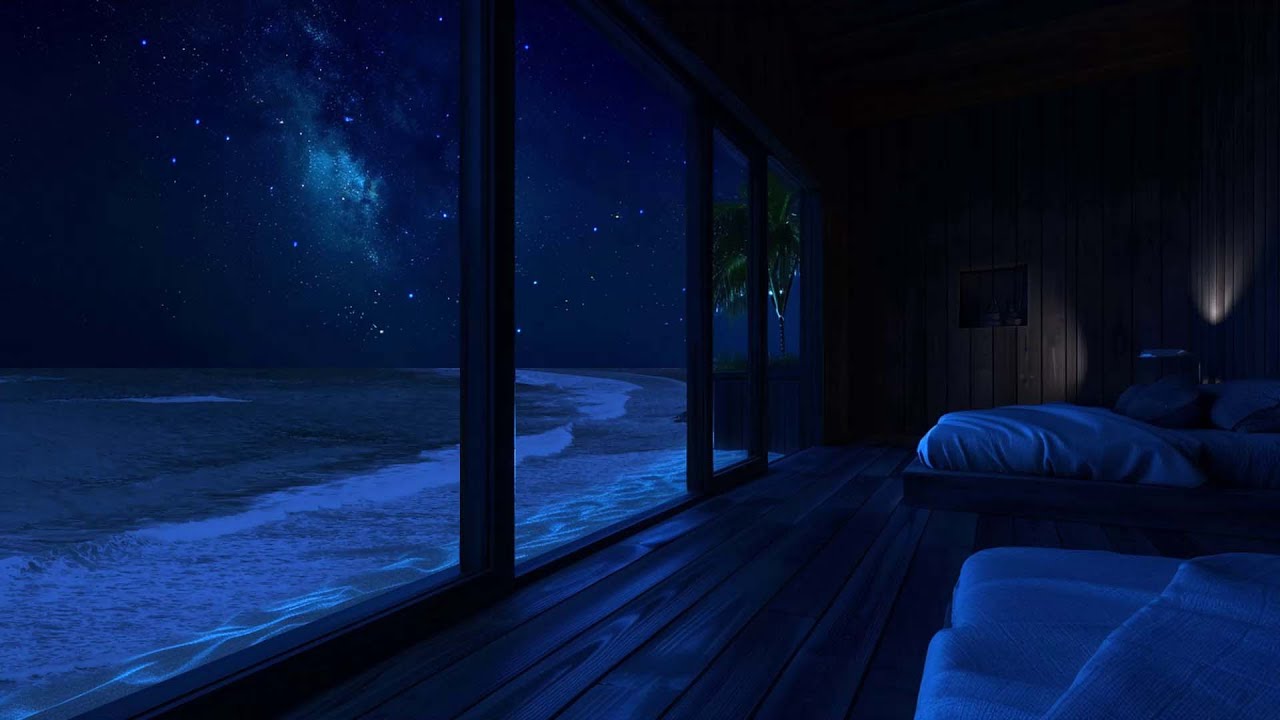 Calming Ocean Waves & Night Beach Ambience | Enhances Sleep Quality ...