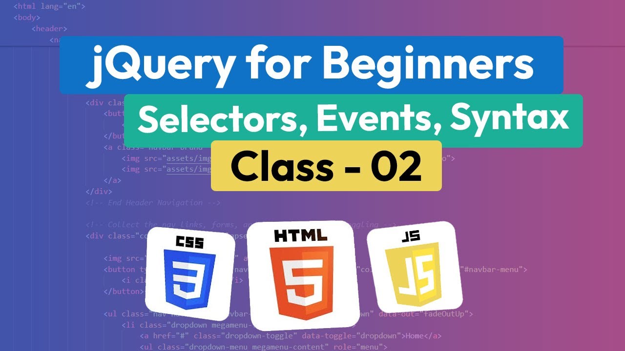 jQuery Tutorial for Beginners #2: Selectors, Events, Syntax & More - YouTube