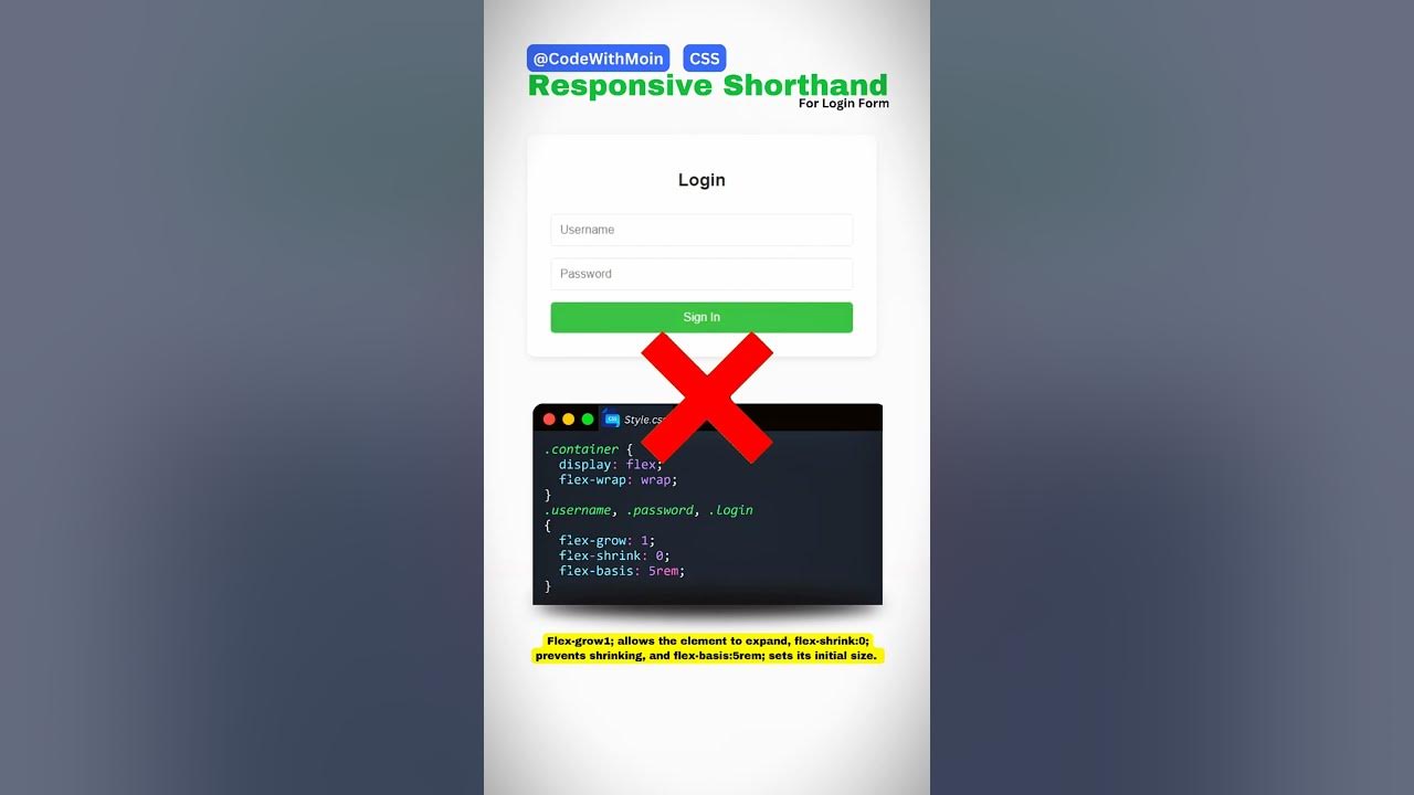 RESPONSIVE 🔥 login Shorthand 🤯 #css #coding #login #website #frontenddeveloper - YouTube