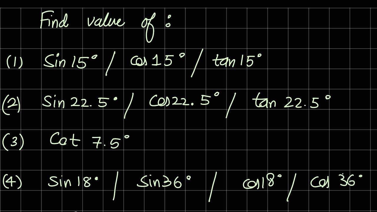 All Important Trigonometric Values | Class 11 Trigonometry | JEE Maths ...
