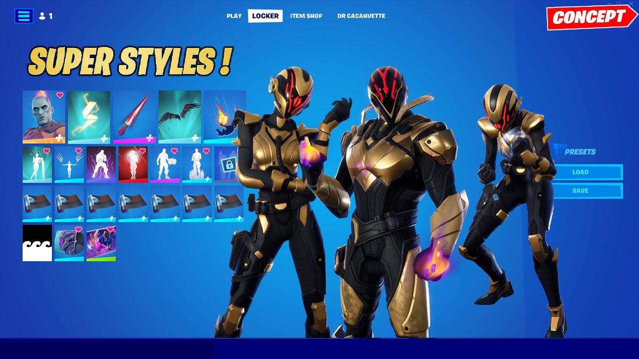 Fortnite GOLDEN "The Seven" Super Level Styles (Origin & The Imagined ...