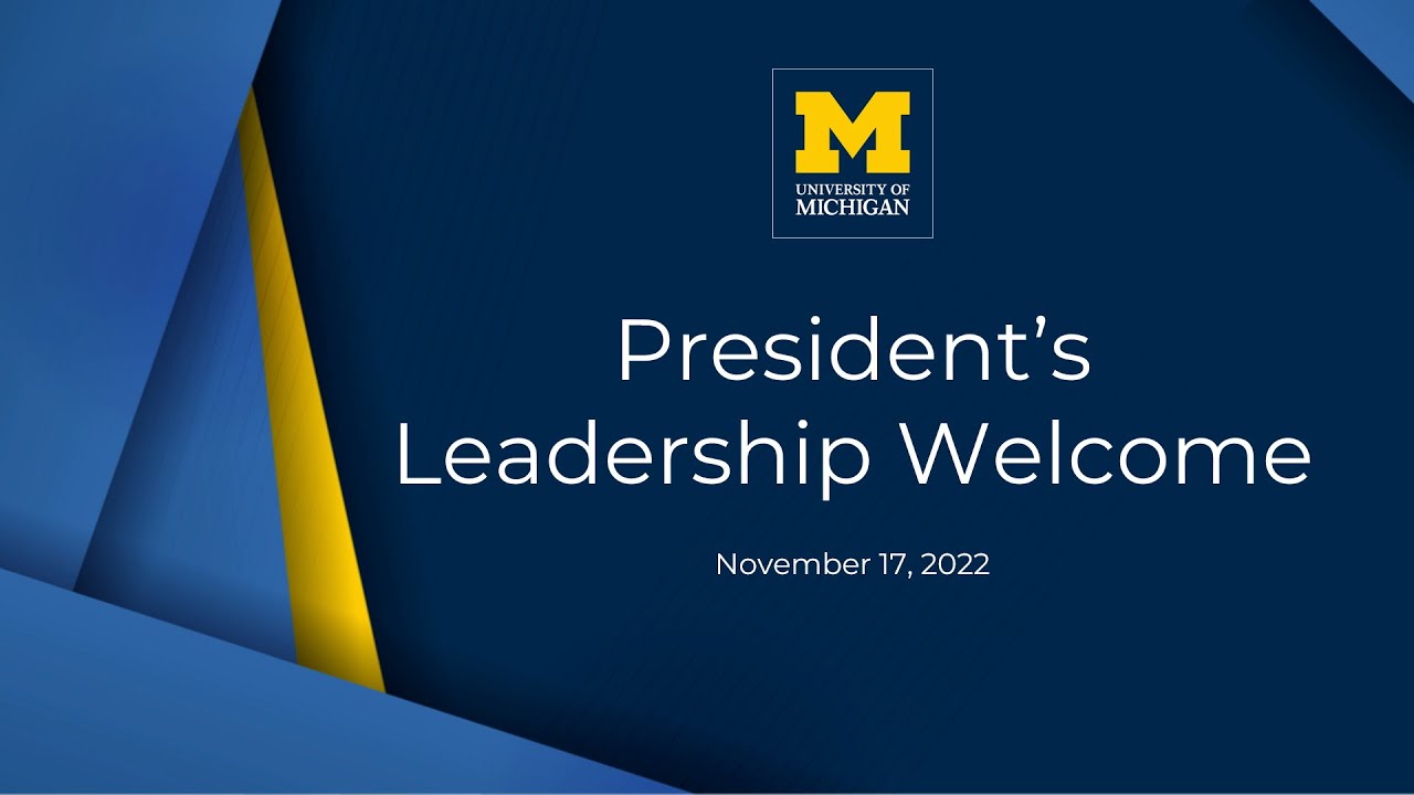 President's Leadership Welcome - YouTube