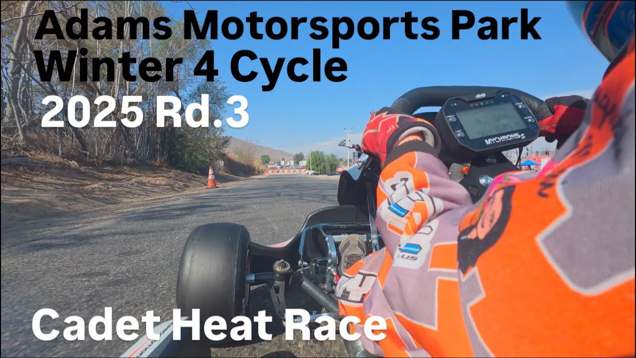 Adams Motorsports Park Winter League Round 3 : Cadet Heat Race - YouTube