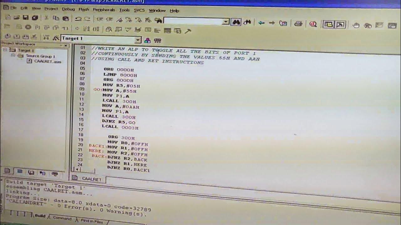8051 Microcontroller-5a Experiment-Toggle continuously bits of a port using delay - YouTube