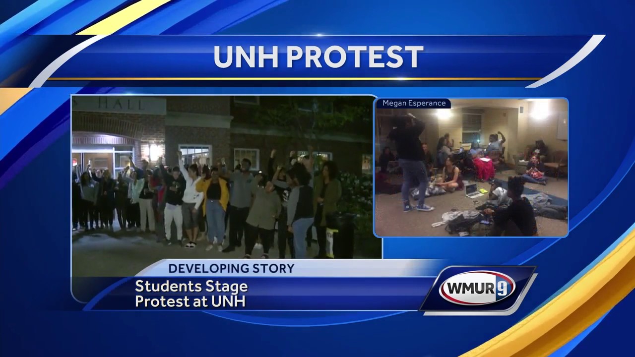 UNH students stage protest over racial incident - YouTube