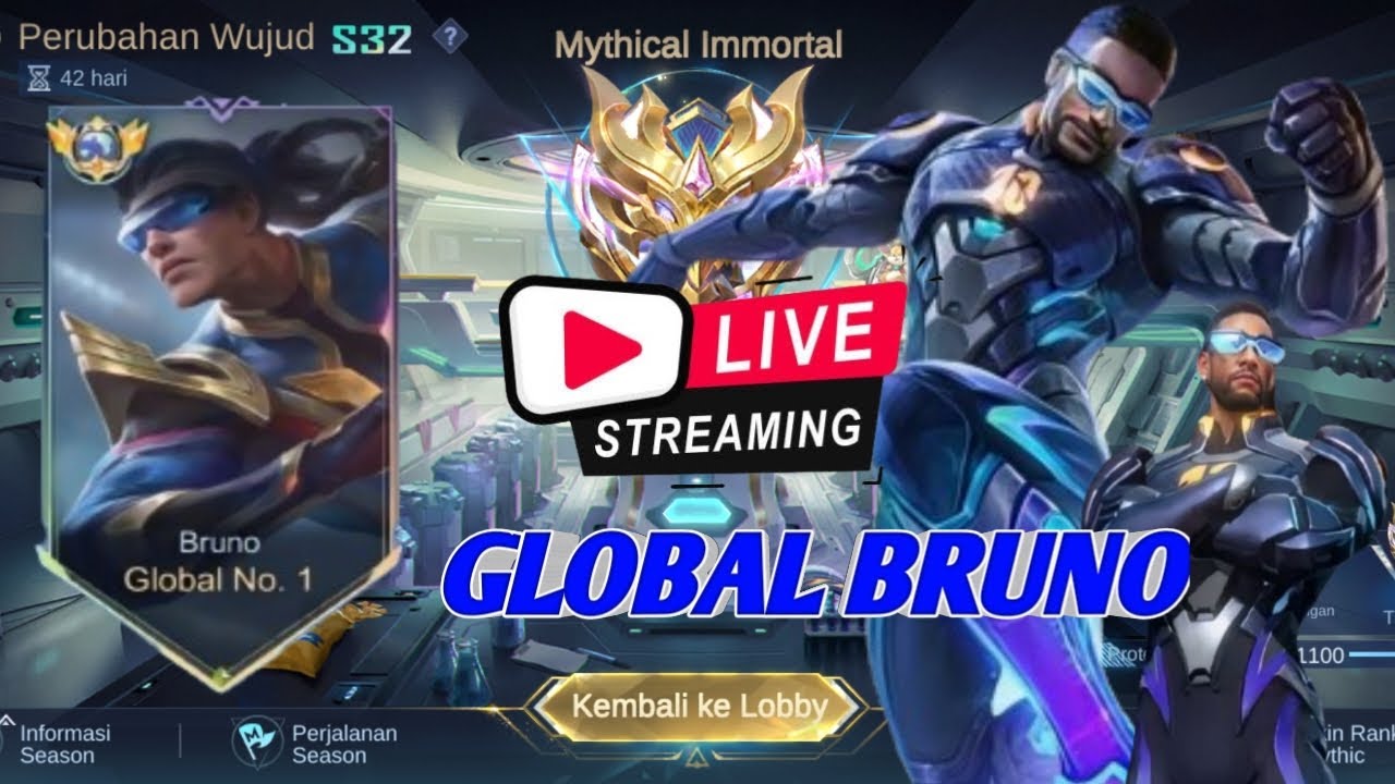 TOP GLOBAL BRUNO PUSH MMR OTW 1111 BINTANG -Mobile legends - YouTube