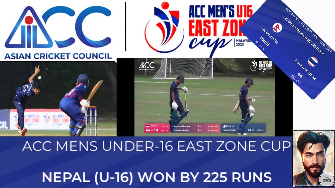 U-16 Cricket: Nepal won by 225 runs against Thailand || Nepal u16 vs ...
