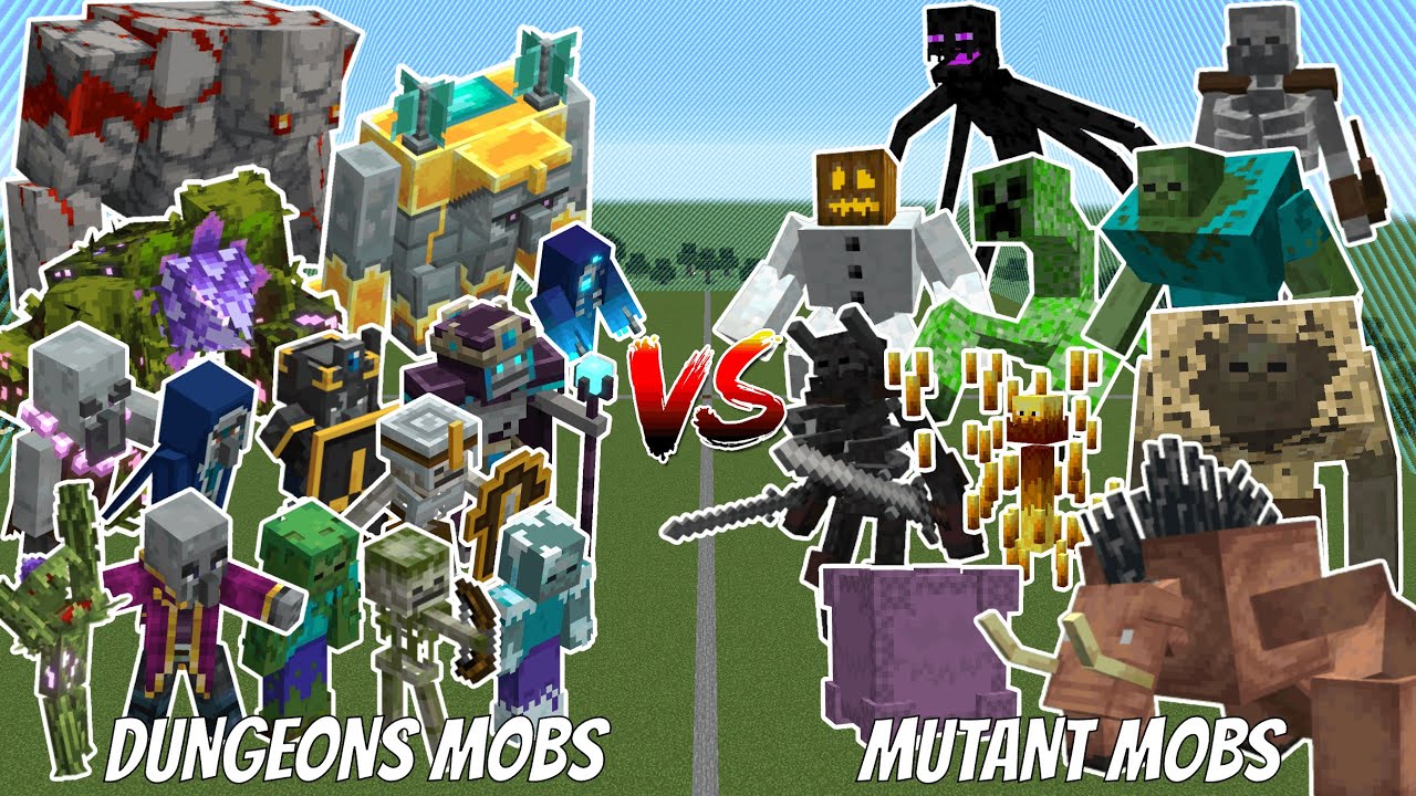 MUTANT MOBS TEAM VS DUNGEONS MOBS TEAM - MINECRAFT MOB BATTLE - YouTube