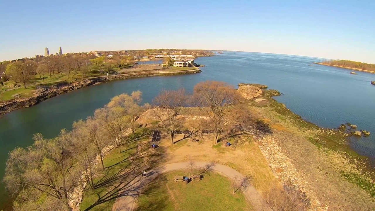 Aerial 360 degree View of Glen Island Park and Bay Area - YouTube
