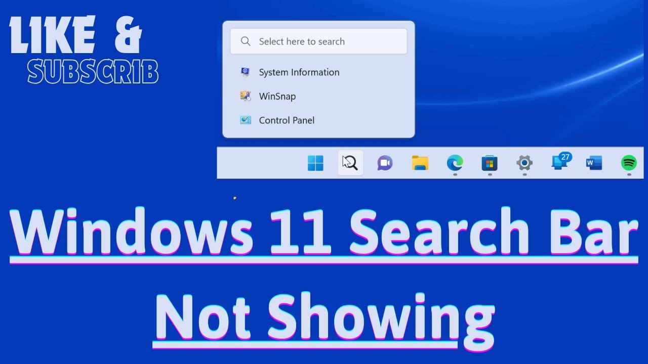 Windows 11 Search Bar Not Showing - YouTube