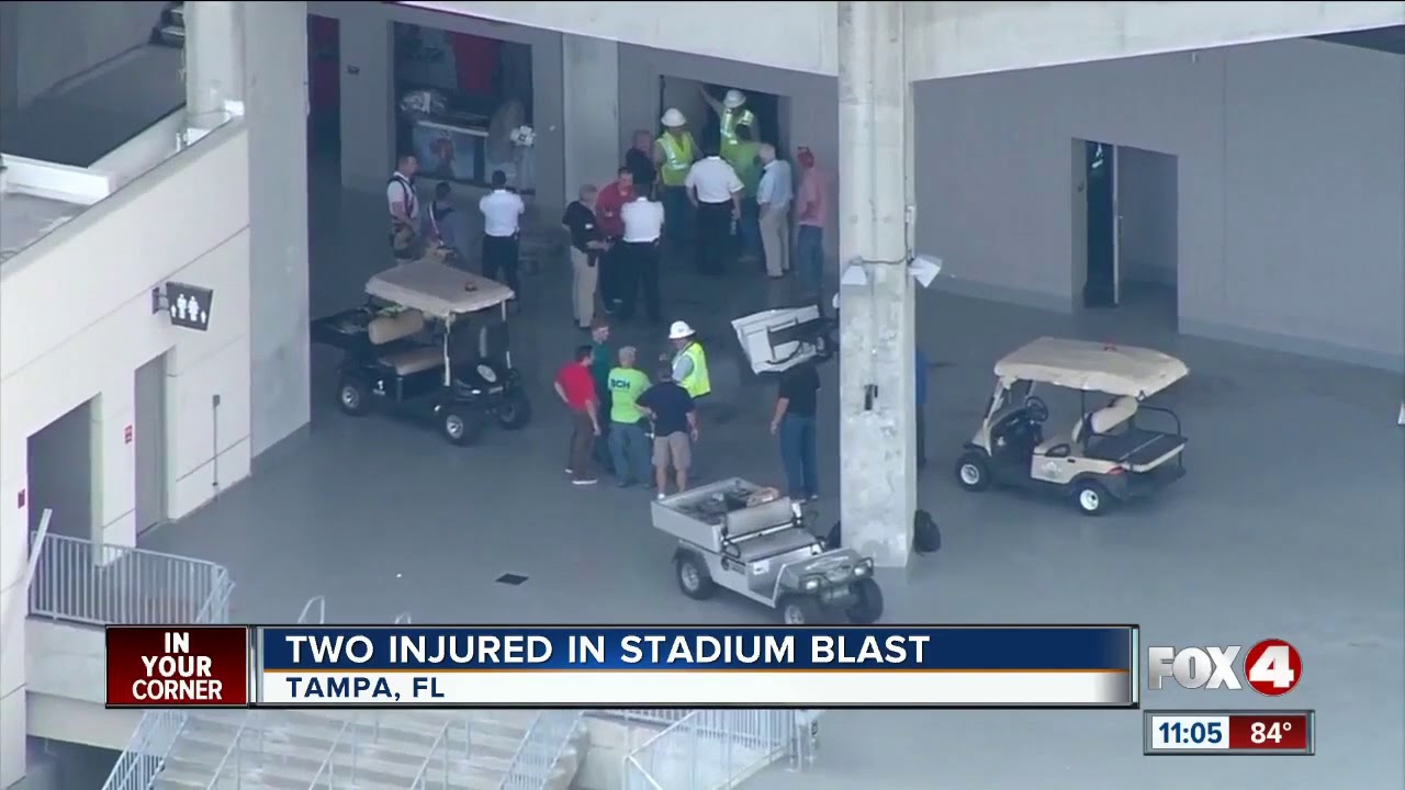 Gas line explosion injures two at Raymond James Stadium in Tampa - YouTube