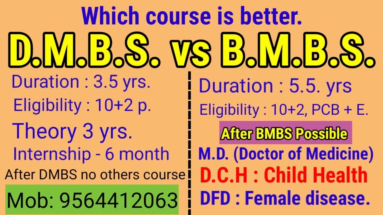 Which course is better : DMBS / BMBS (KOL). For admission : 9564412063 ...