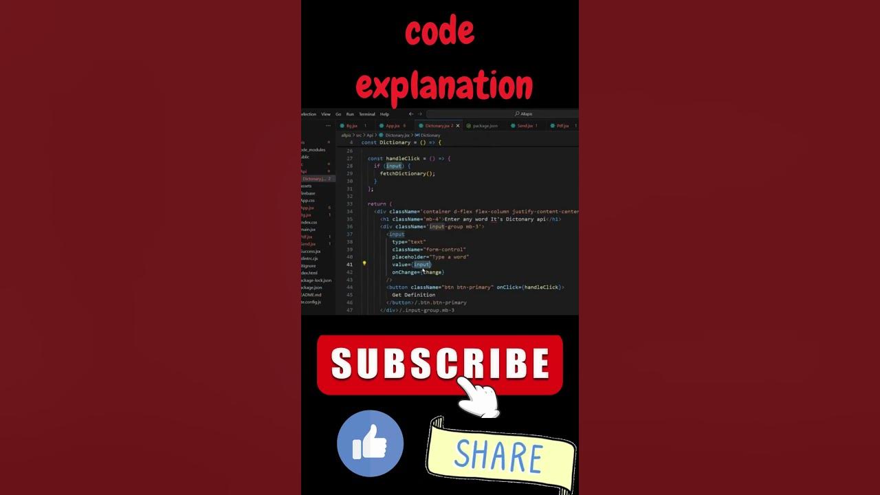 Dictionary Api Using React Js Telugu Reactfrontend Reactjs Technical Telugu Coding Youtube