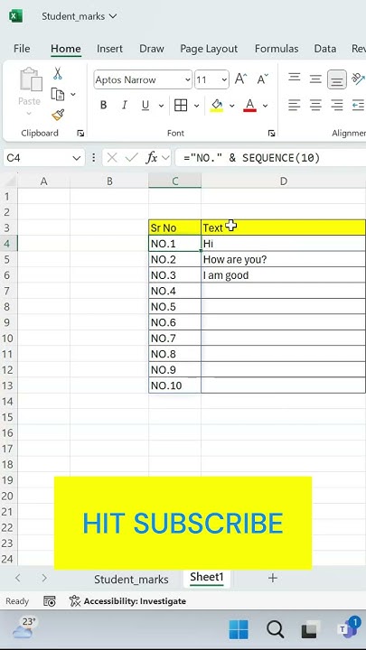 Advanced Excel | Dymanic Row Number | Sequence + Counta | #exceltips #excel #trending#shorts ...