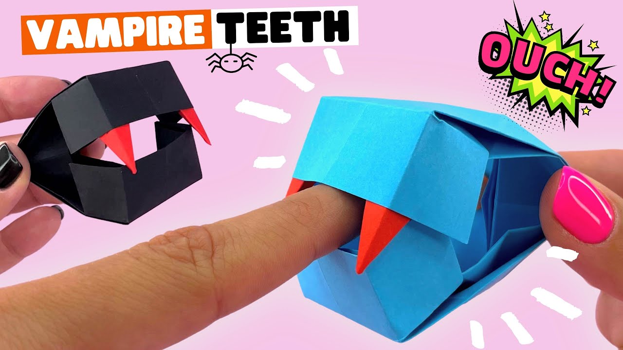Origami vampire FANGS / origami vampire mouth toy [origami Halloween ...