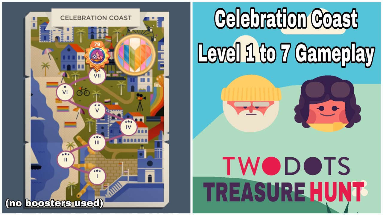 Two Dots Celebration Coast Level 1 to 7 Gameplay (no boosters used ...