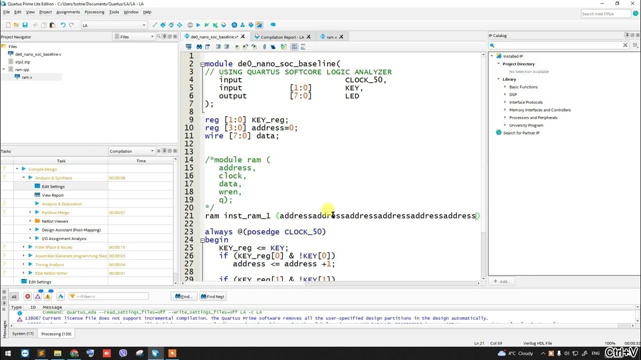 using RAM ip in Quartus, with Initial Data - YouTube