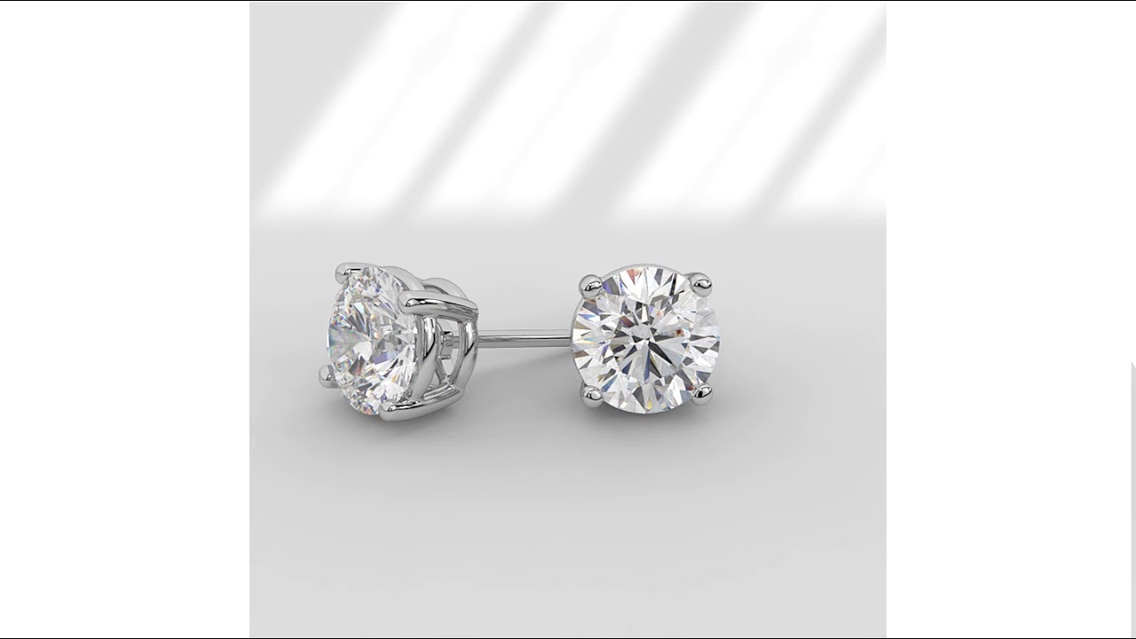 2 CT T W Diamond Solitaire Stud Earrings in 14K White Gold - YouTube