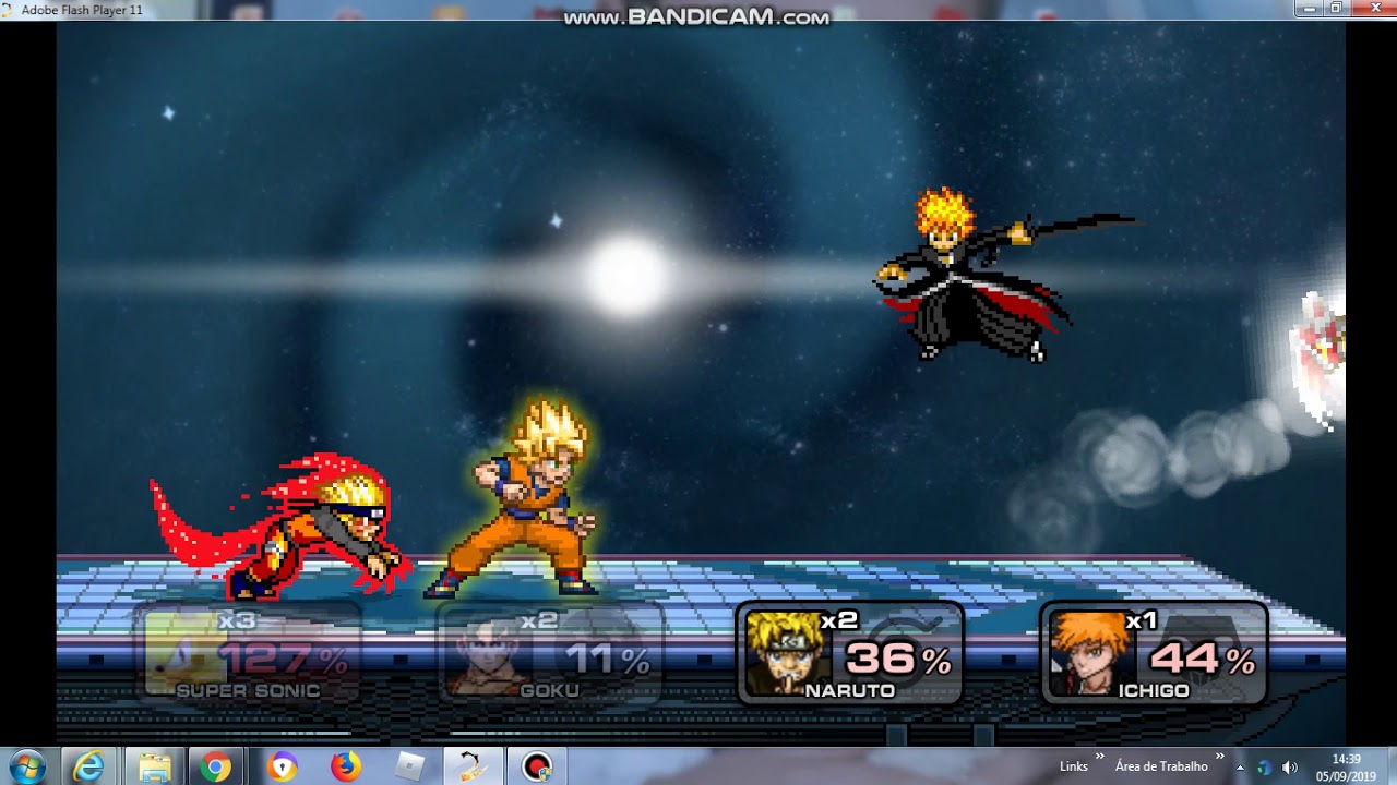 ssf2 mods super sonic vs goku ssj vs naruto kyuubi vs ichigo bankai ...
