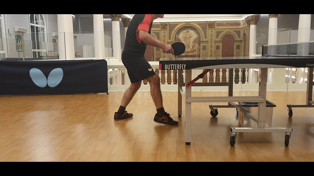 table tennis push push backhand rally then topspin - YouTube