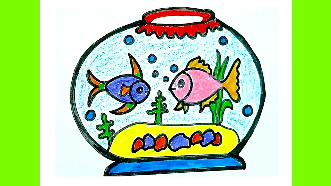 Aquarium drawing easy steps - YouTube