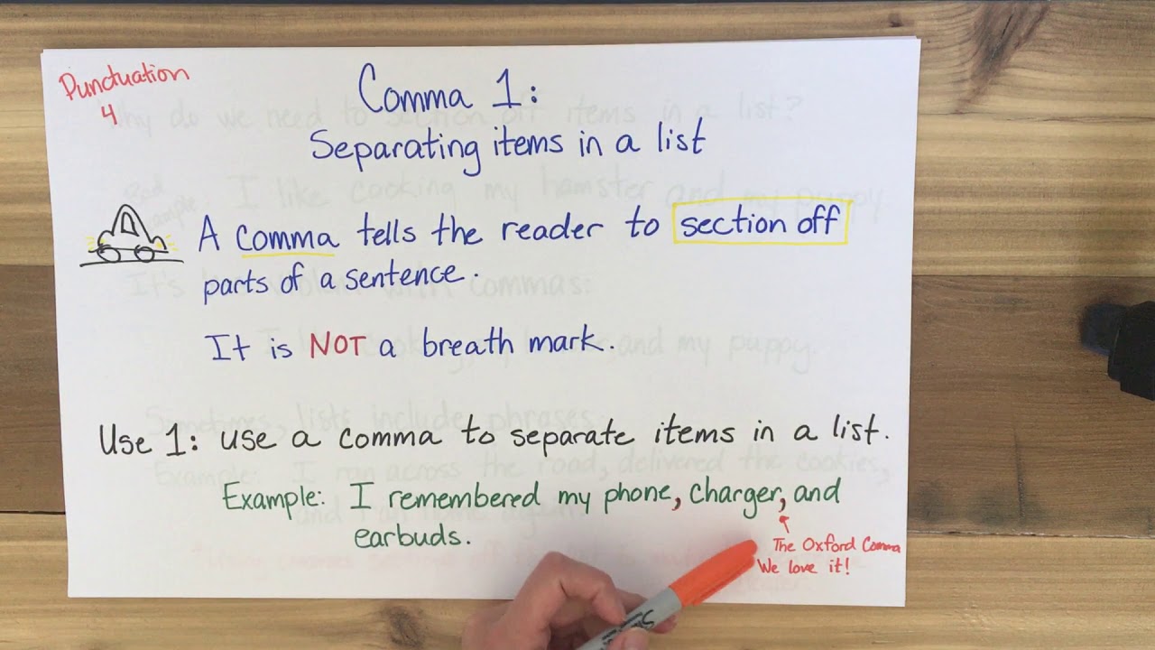 Punctuation 4: listing commas - YouTube