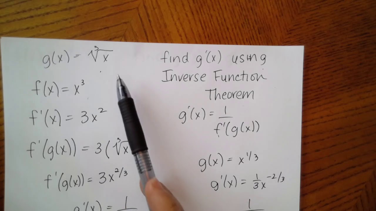 Derivative of Inverse Functions - YouTube