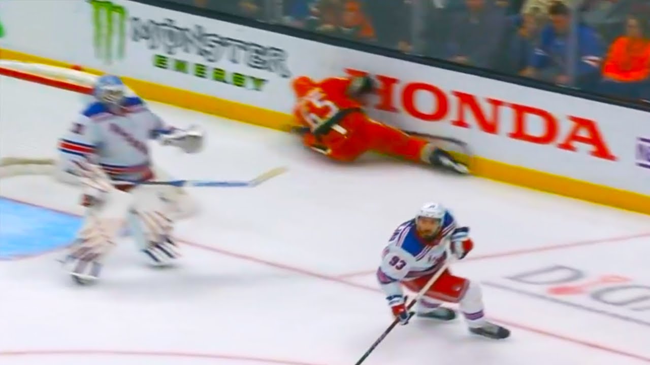 Jacob Trouba Injury into Boards by Igor Shesterkin | New York Rangers ...