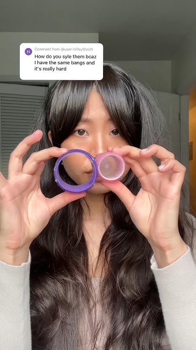 how to style curtain bangs with a velcro roller - YouTube