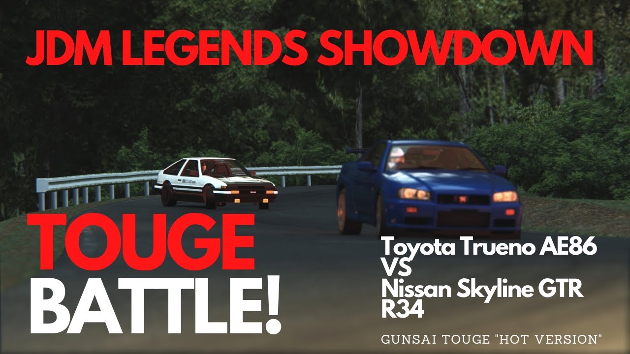 TOUGE BATTLE! Toyota AE86 VS Nissan GTR R34 | Assetto Corsa | AE86 vs ...