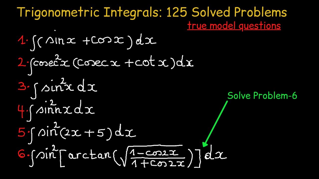 Trigonometric Integrals, Integrals using Trigonometric Identities only ...