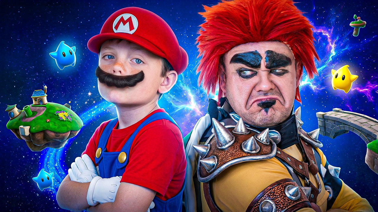 Super Mario Galaxy in REAL LIFE! Mario VS Bowser - YouTube