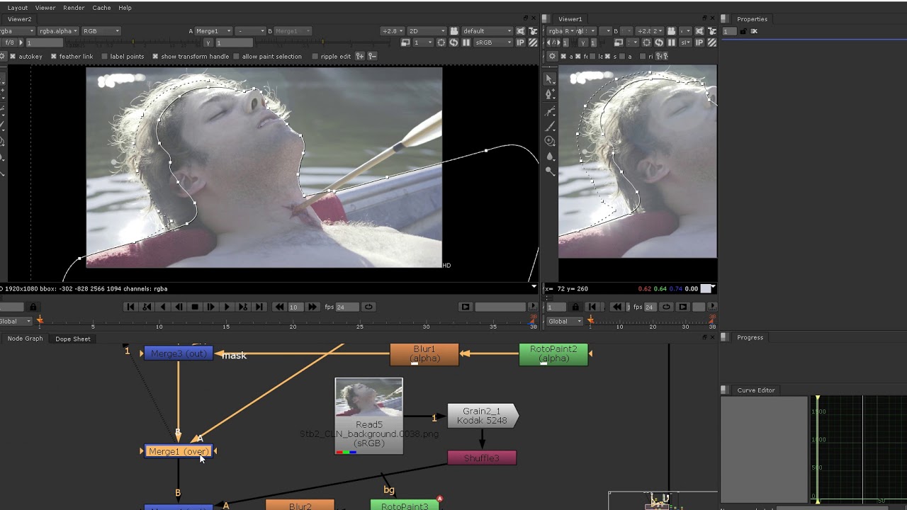Nuke - Boat, arrow lens flare removal shot stabilized and VFX breakdown ...