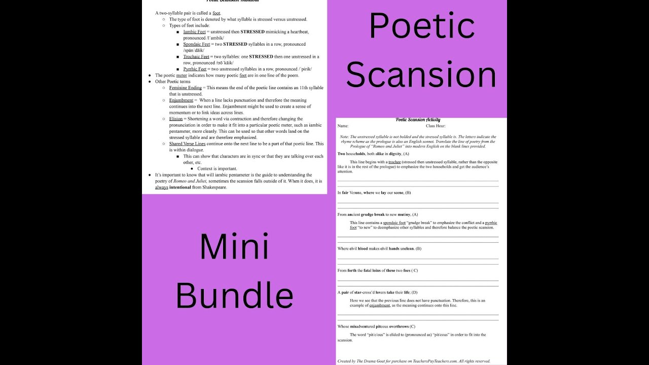 Poetic Scansion Activity Mini Bundle - YouTube