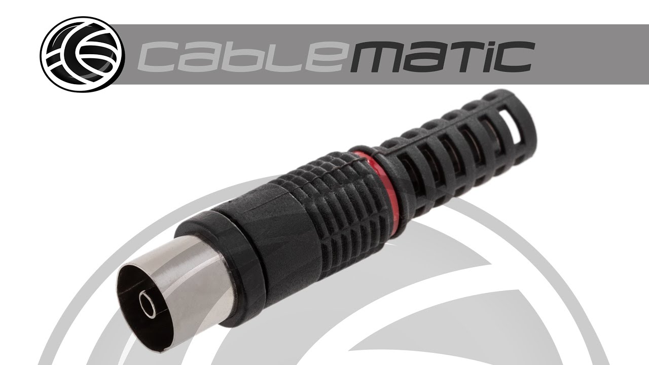 Conector coaxial TV-hembra negro - distribuido por CABLEMATIC ® - YouTube