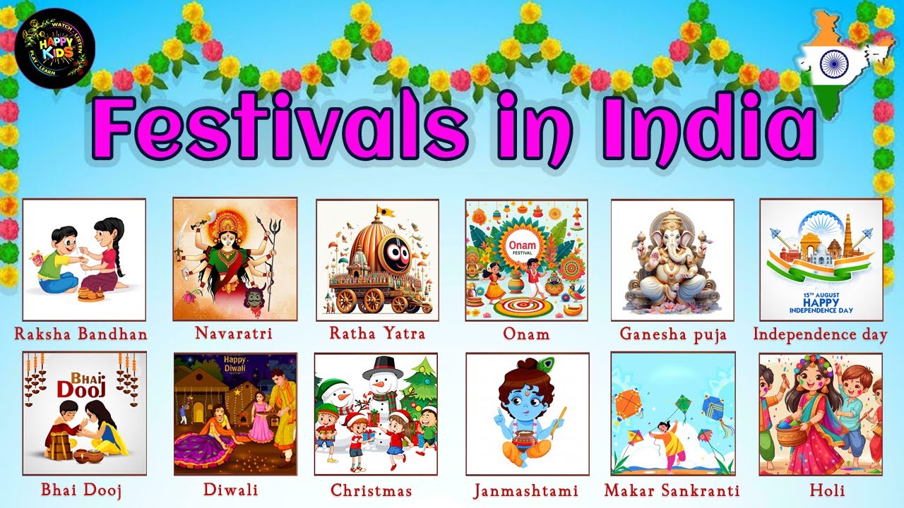 Let's Celebrate! Indian Festivals for Kids | Indian Festival names ...