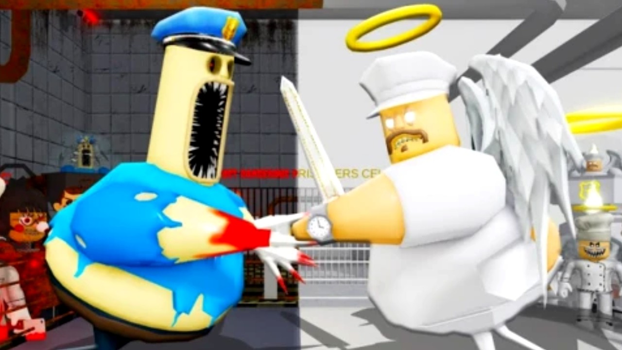 ESCAPE BARRY PRISON RUN BARRY EXE Team VS ANGEL - YouTube