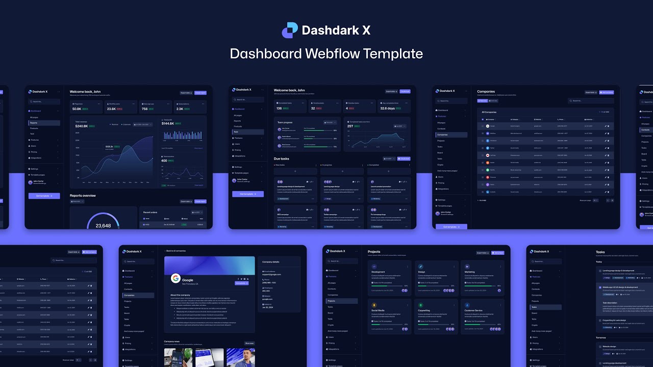Dashdark X - Dark Mode Dashboard Webflow Template | BRIX Templates ...