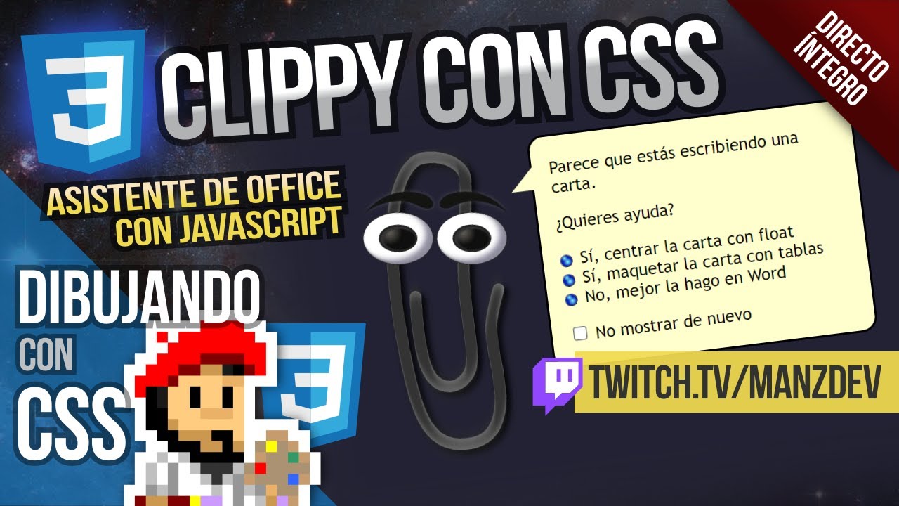 Clippy con Javascript, CSS y SVG (Directo íntegro) - YouTube