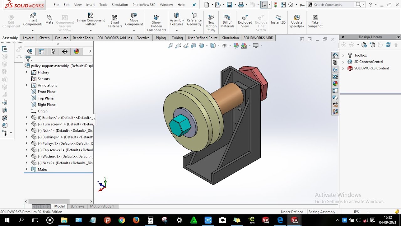 How to Design pulley support assembly in solidworks - YouTube